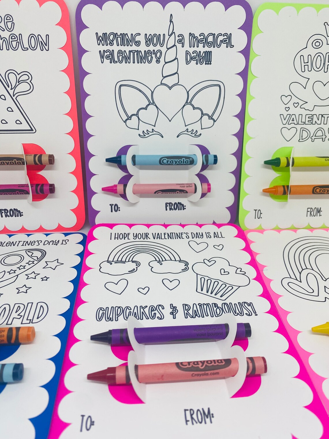Valentine's Day Coloring Card Set With Crayons - Classmate Gifts - Etsy