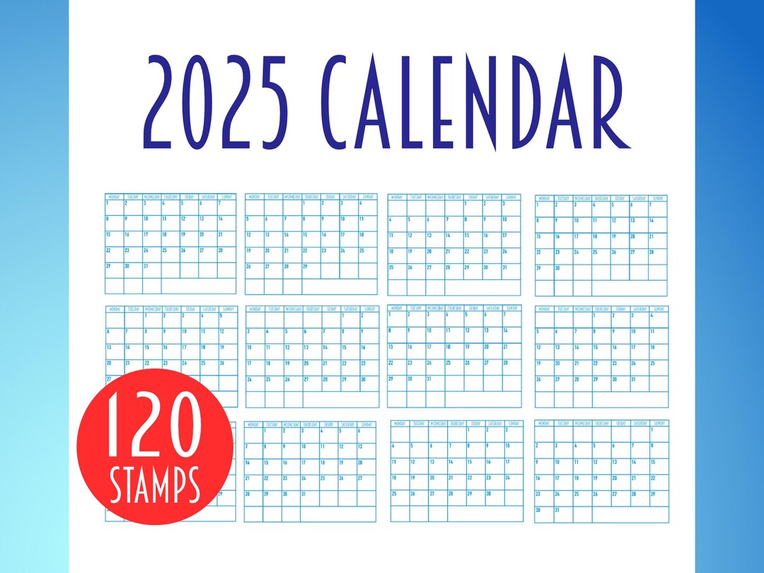 2025 Blank Calendar Grid for Procreate L Bullet Journals, Diaries and ...