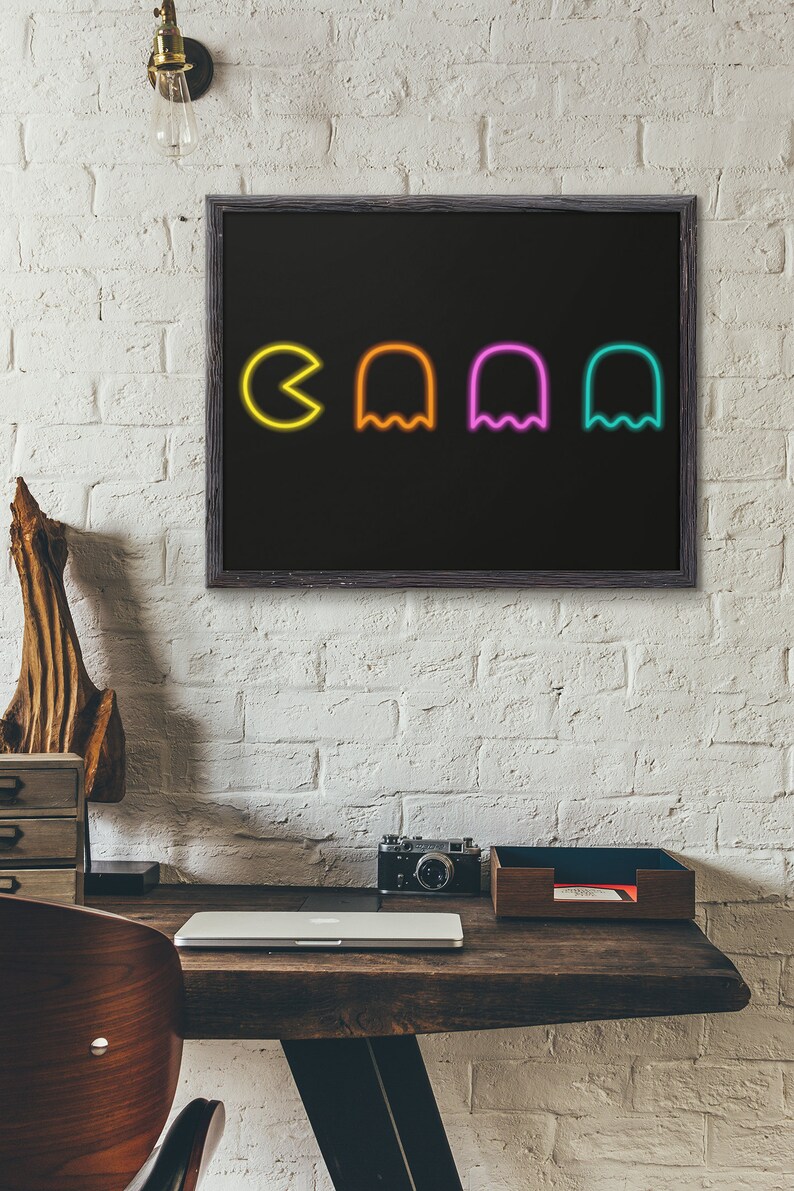 Retro Pac-man Glow Poster L Arcade Gaming Art Print - Etsy