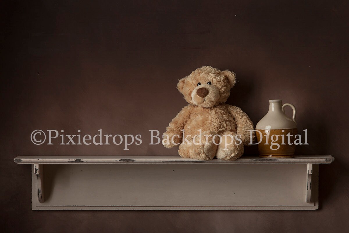 Shelf Digital, Teddy Bear Digital, Cream Antique Shelf, Teddy Bear With ...
