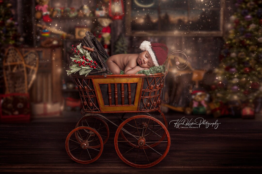 Christmas Digital Download,christmas Pram in Santa's Workshop, Newborn ...