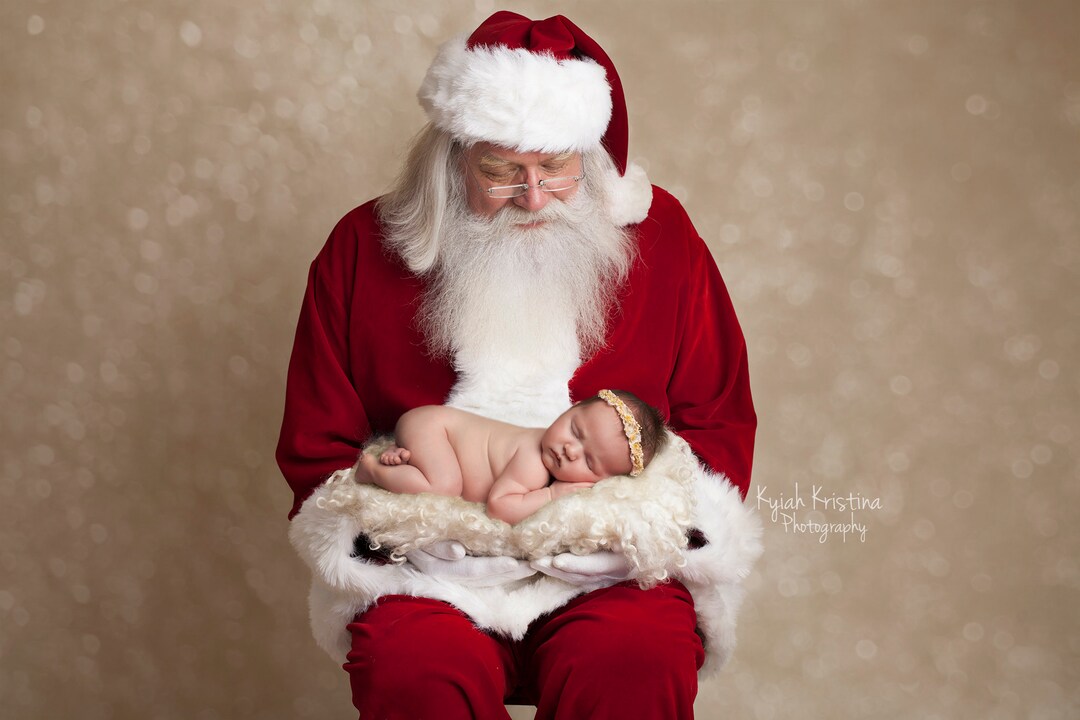 Santa Digital Backdrop,santa Cradles Newborn, Santa on Cream Backdrop ...