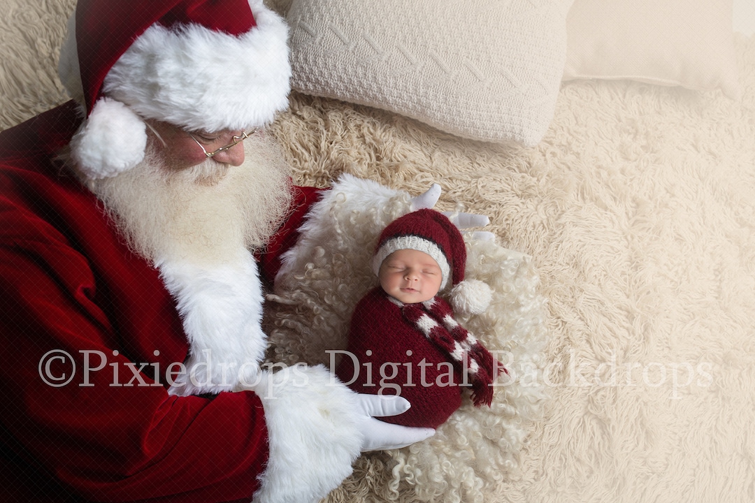 Santa Holding a Newborn Digital- Christmas Santa Newborn Backdrop ...