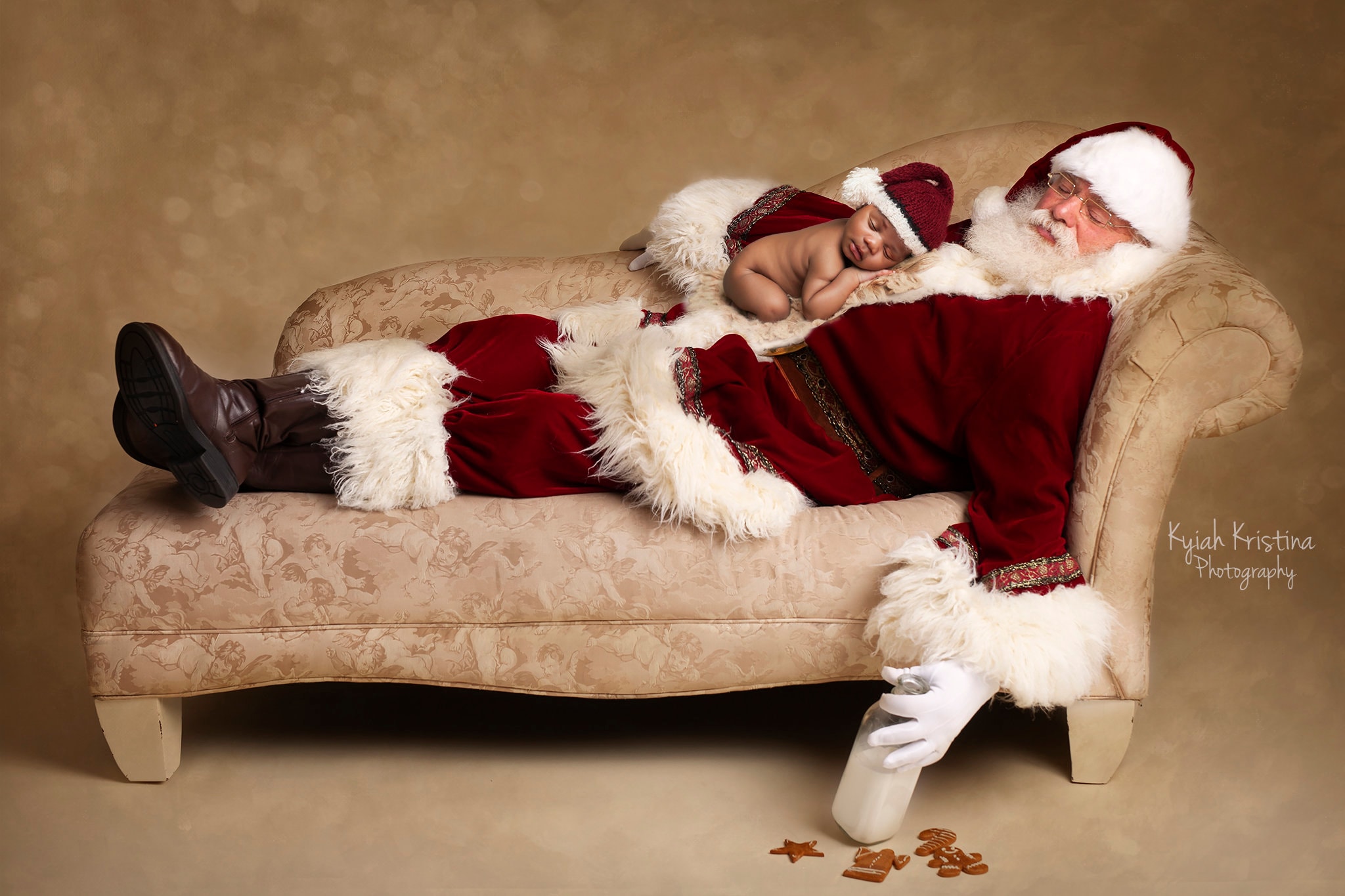 Sleeping Santa- Santa Digital Backdrop, Santa Sleeping on a Couch ...