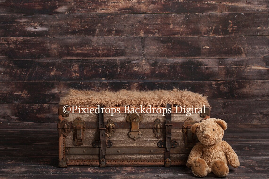Newborn Teddy Bear Digital, (antique Trunk and Teddy Bear With Brown ...