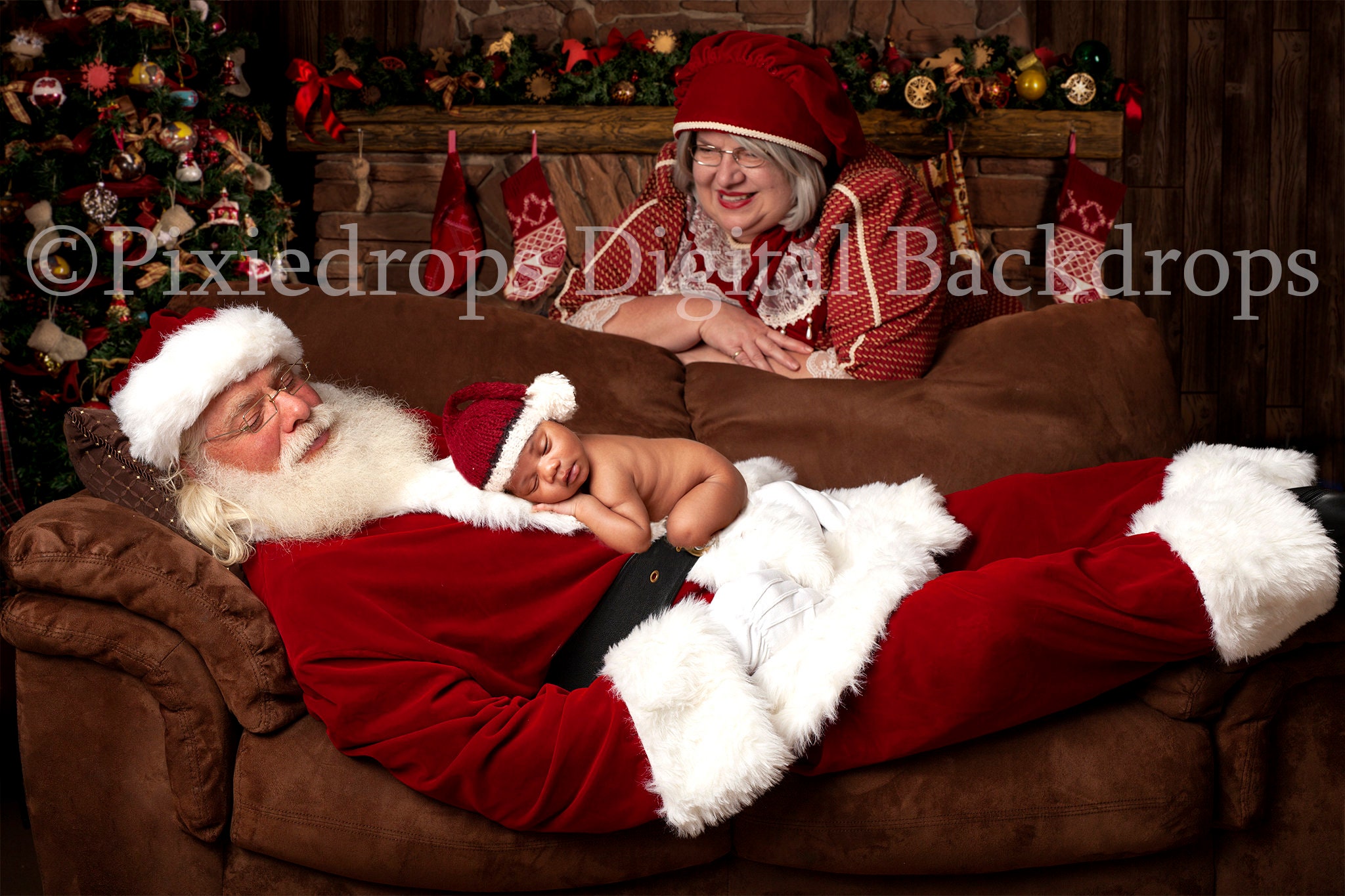 Sleeping Santa, Santa Sleeping on a Couch, Santa and Mrs Claus Digital ...