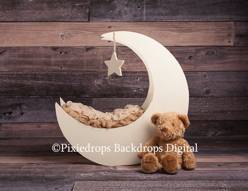 Digital Backdrops/props (newborn Moon Prop With Antiqued Wood Backdrop ...