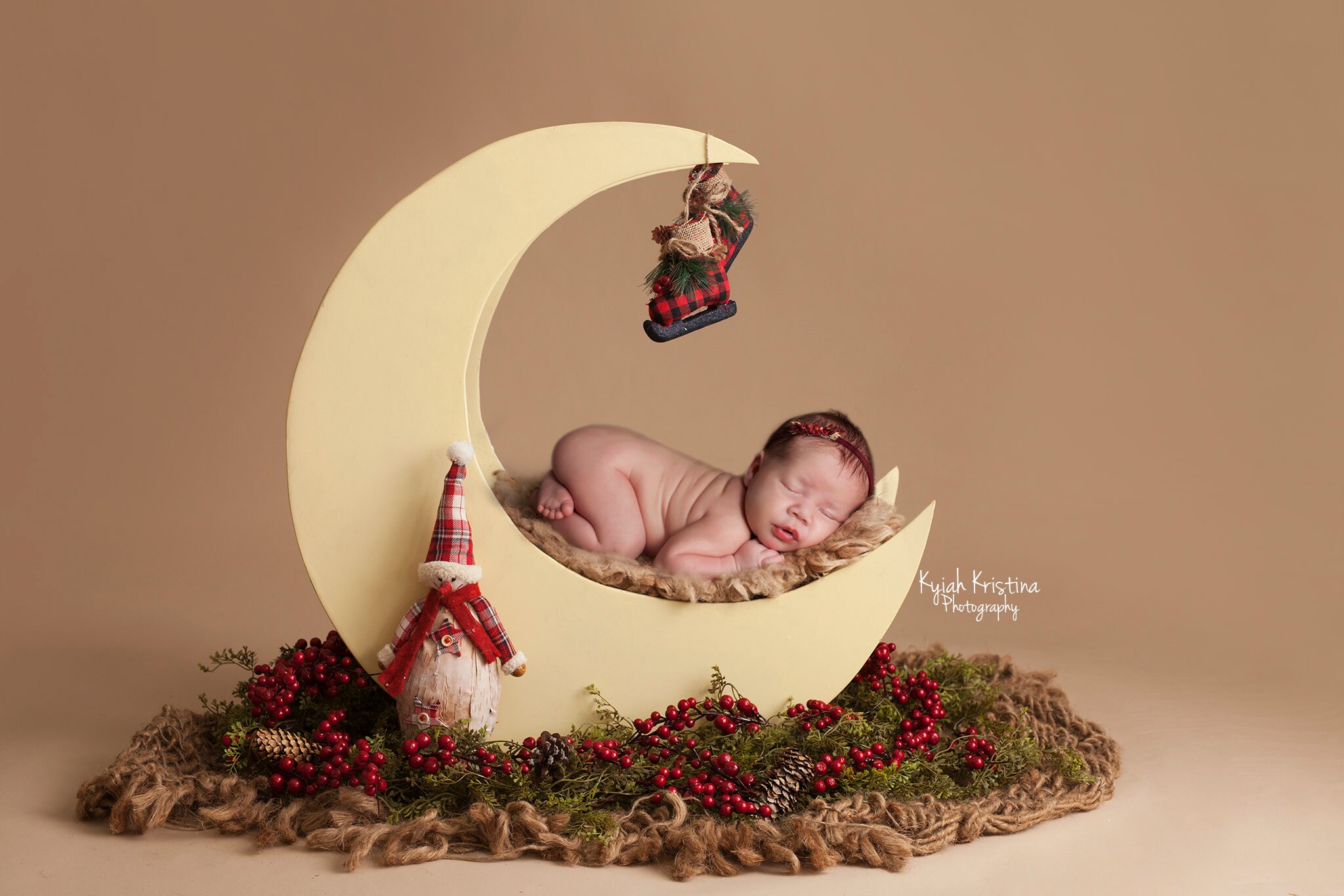 Christmas Digital Backdrop, Moon Prop, Cream Backdrop With Lights ...