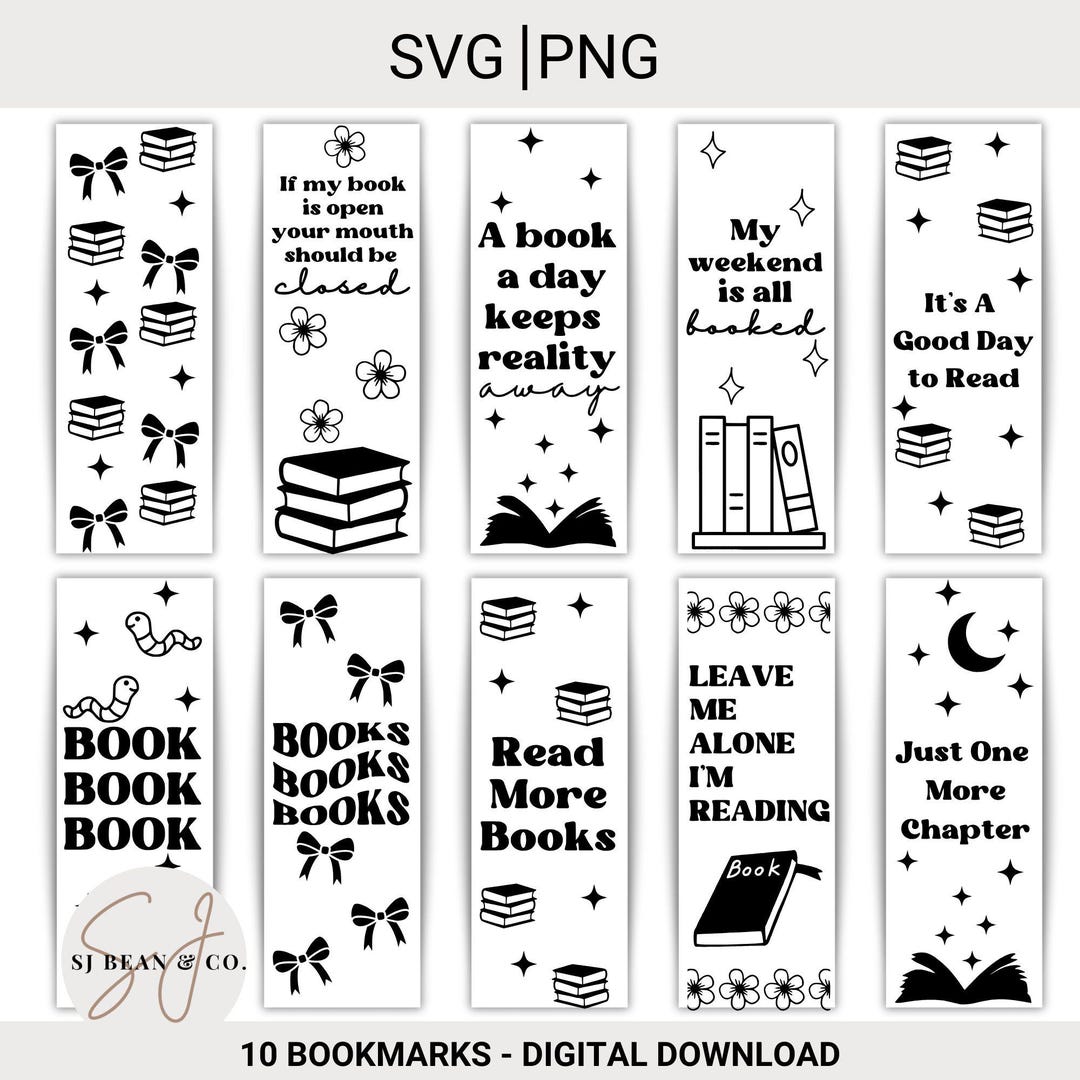 Bookmark SVG Bundle, Funny Bookmark Png Bundle, Reading Svg, Bookmark ...