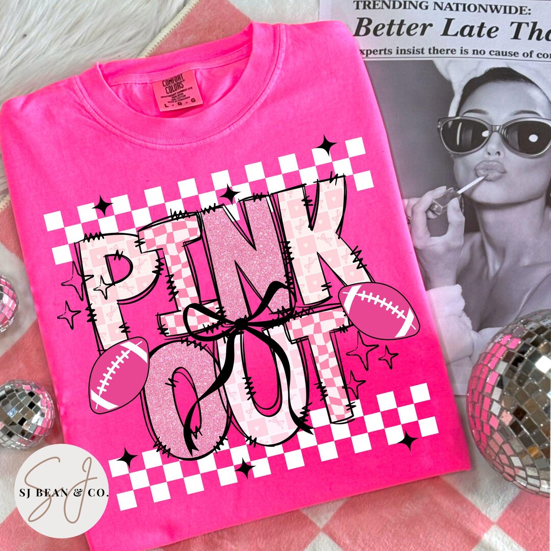 Retro Football Pink Out PNG, Pink Football Shirt Sublimation Design ...