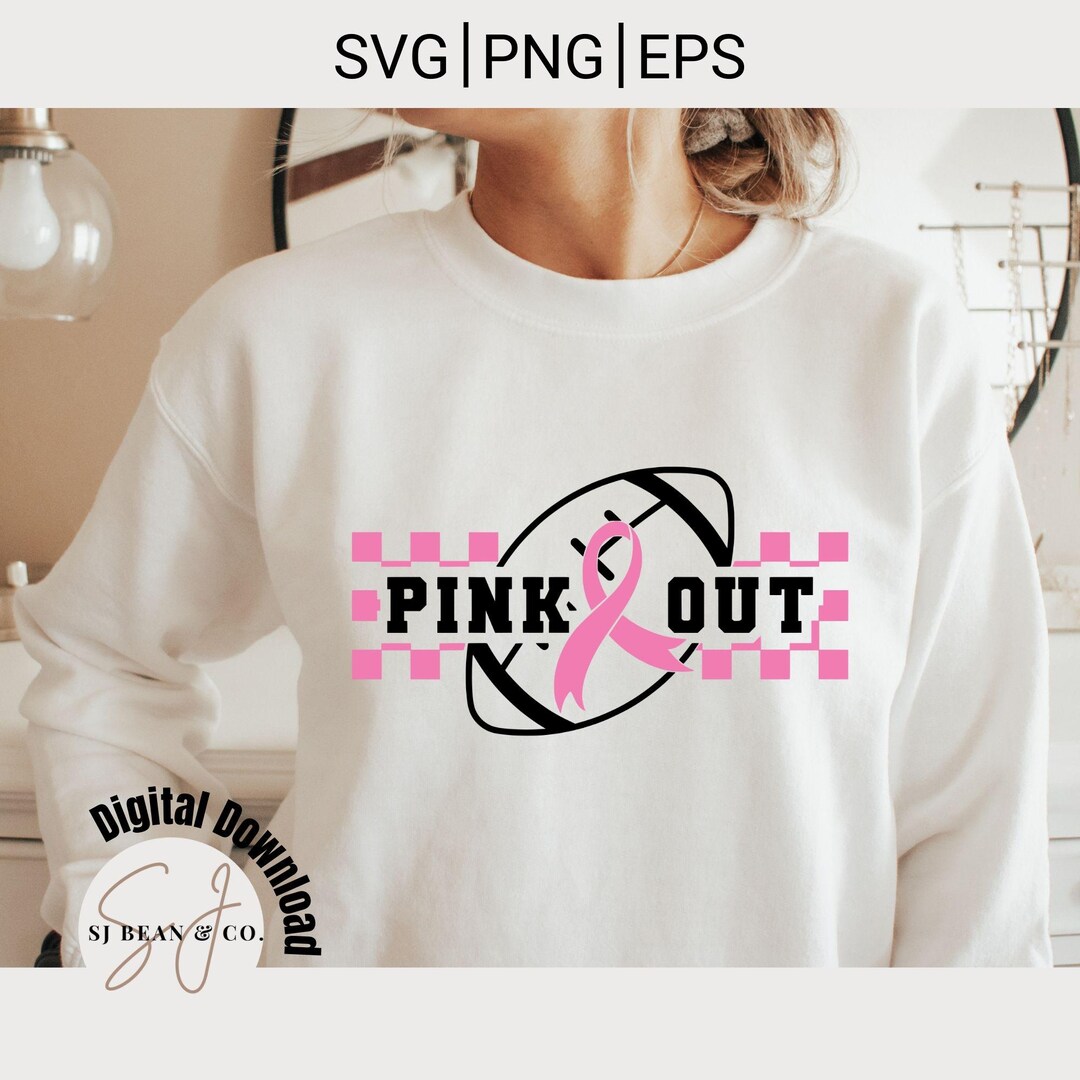 Pink Out Football SVG, Breast Cancer Awareness Football Png, Football ...