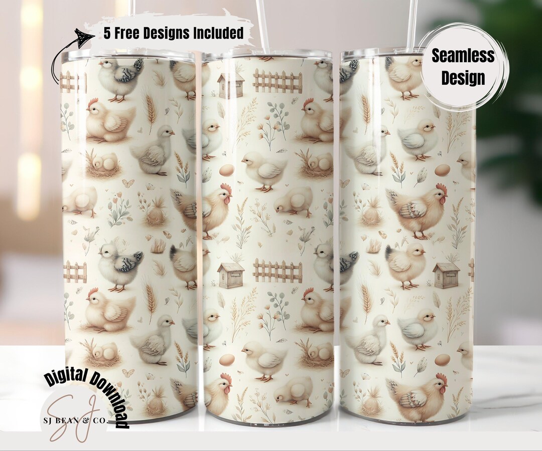 Cute Patterned Chicken Tumbler Wrap, Cute Baby Chick Pattern 20oz ...