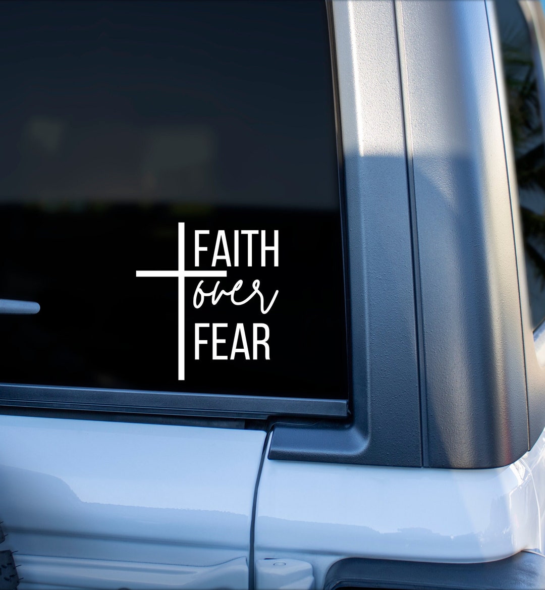 Faith Over Fear Car Decal, Christian Cross Holographic Decal, Faith ...