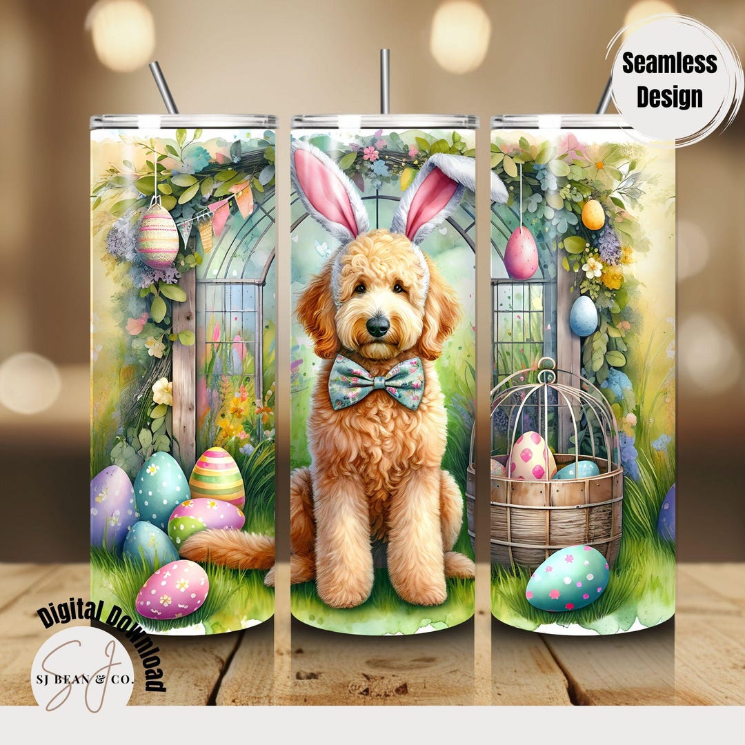 Goldendoodle Easter Tumbler Wrap 20 Oz Skinny Tumbler Sublimation ...