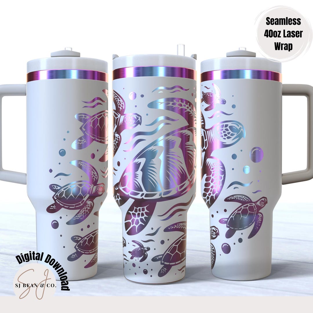 Turtle Tumbler Wrap Laser Svg, 40oz Laser Engraved Sea Baby Turtle ...