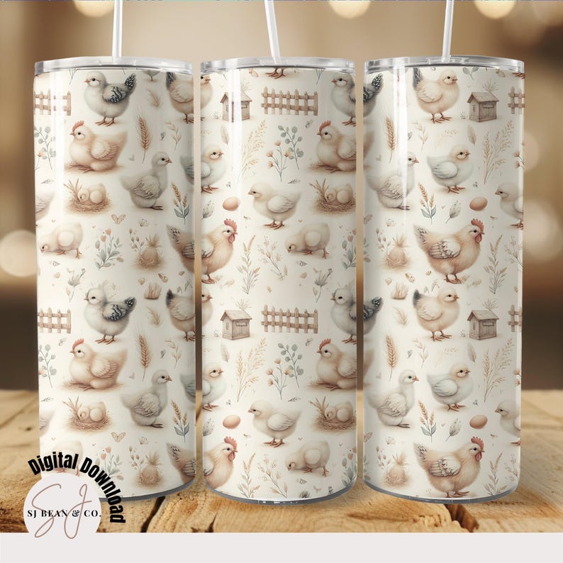 Cute Patterned Chicken Tumbler Wrap, Cute Baby Chick Pattern 20oz ...
