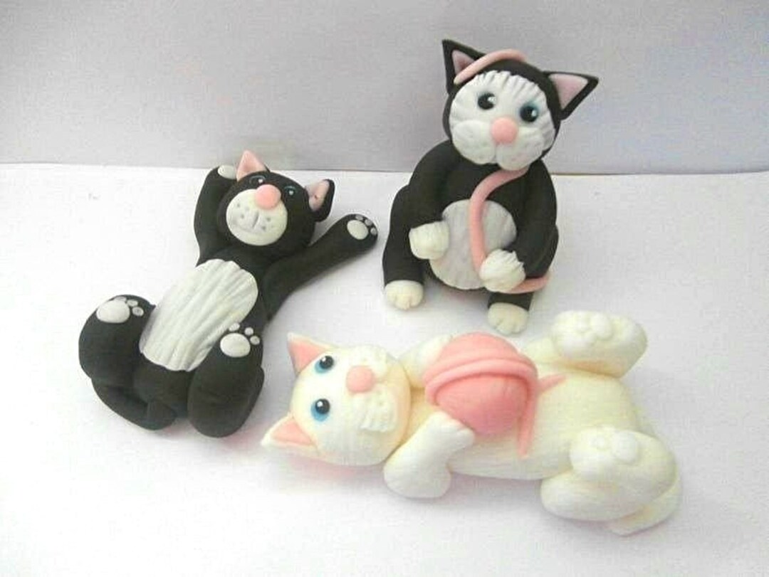 Fondant Cat Toppers, Cat Cake, Birthday Cake - Etsy