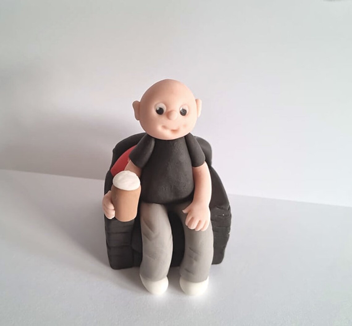 Fondant Man Sat in Arm Chair Cake Topperbespoke Man or - Etsy UK