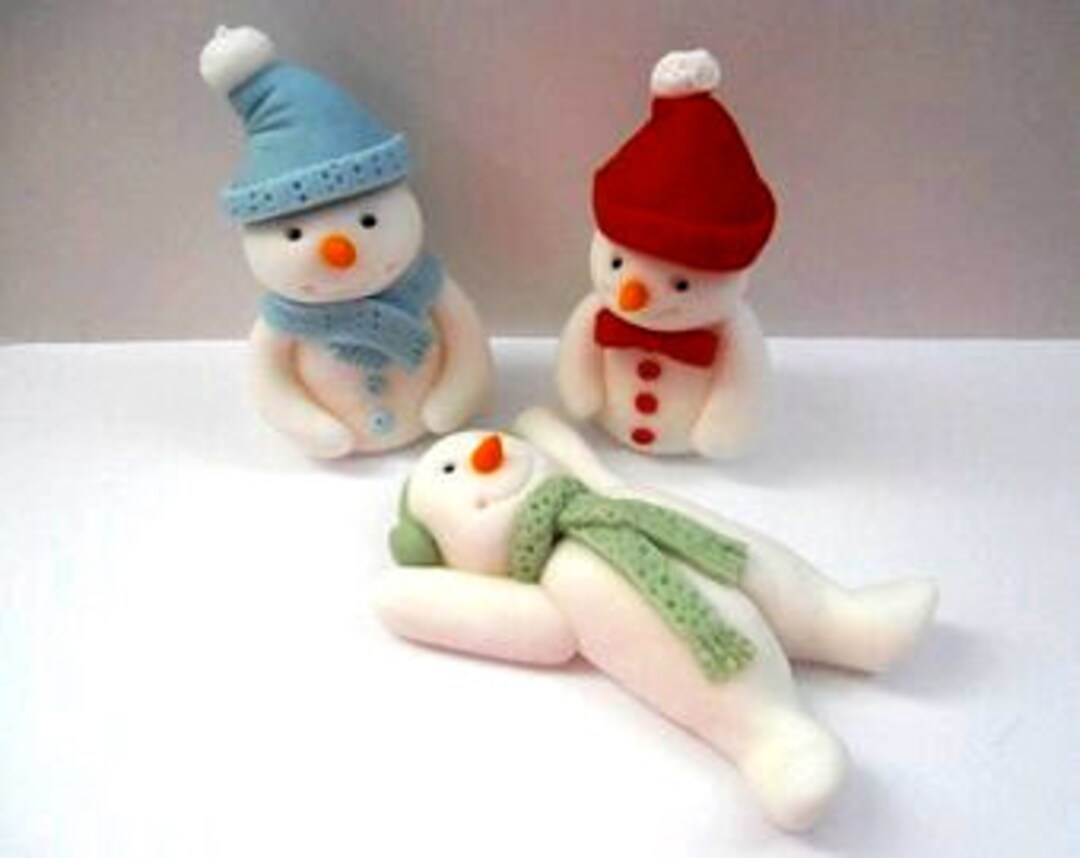 Fondant Snowmen Christmas Cake Topper Decoration - Etsy UK