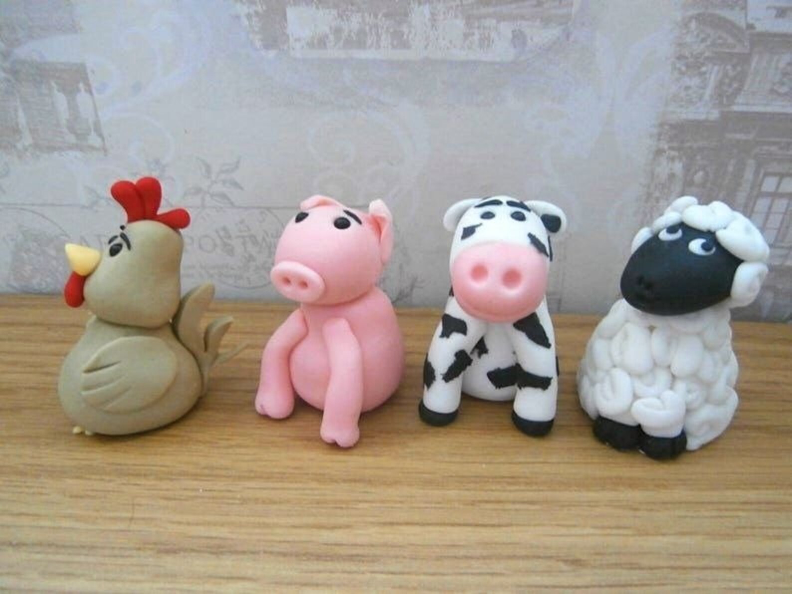 Fondant Farm Animals X 4 Characters-cake Toppers-birthday/cake ...