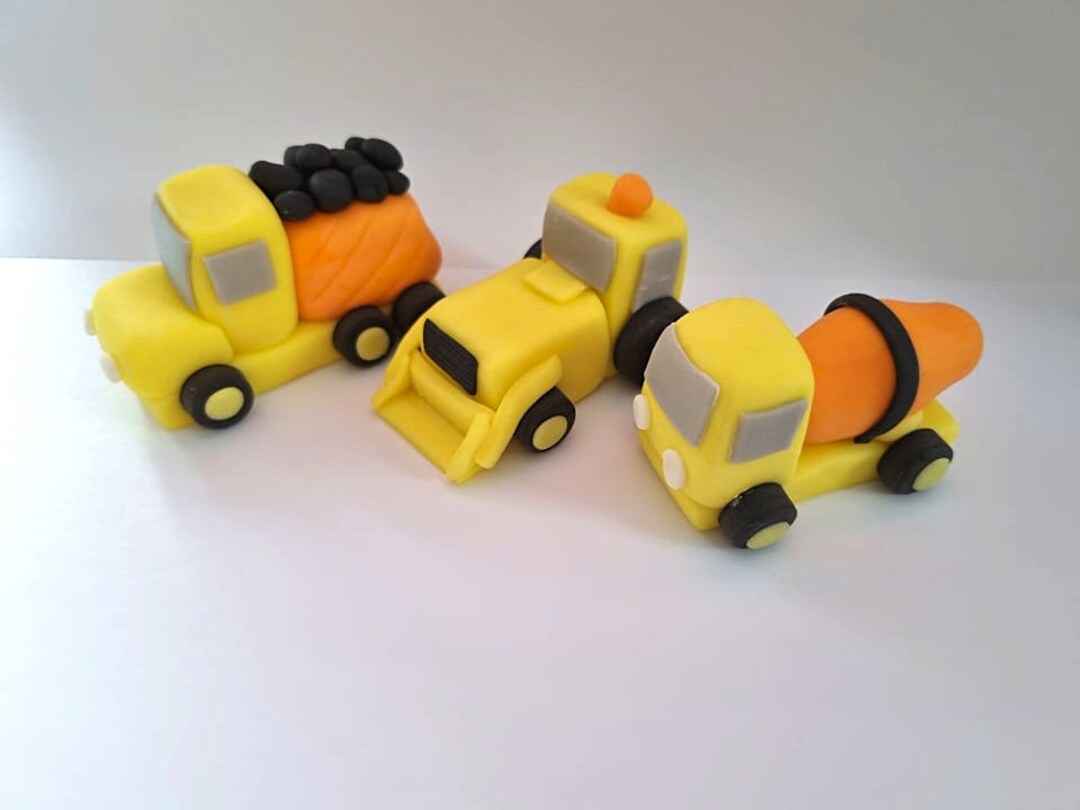 Fondant Construction Vehicles,dump Truck, Cement Mixer and Digger Cake ...