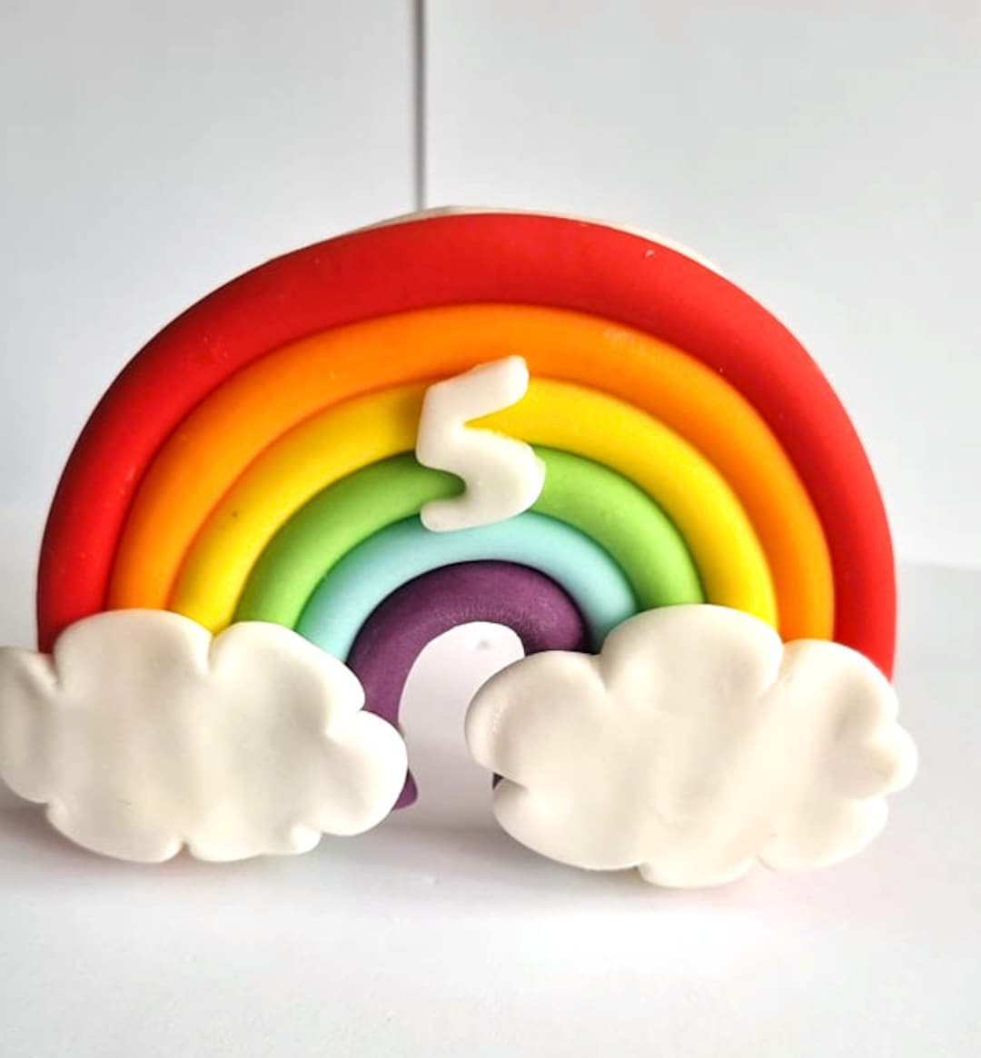 Fondant Rainbow With Age Cake Topper Decoration - Etsy