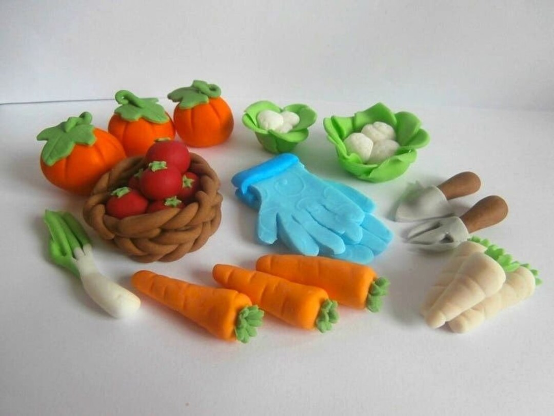 Fondant Vegetables, Sugar Paste Vegetable Patch Cake Toppers, Fondant ...