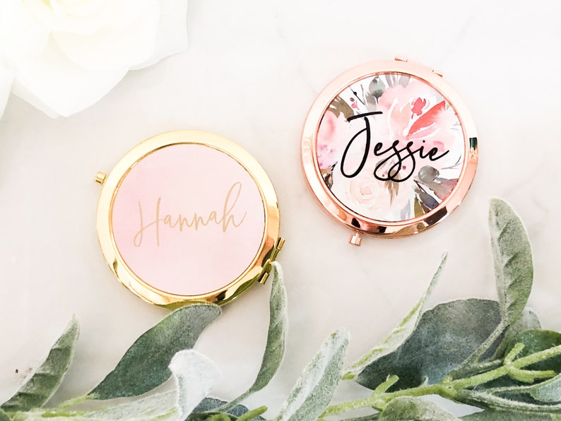 Personalized Compact Mirror Bridesmaid T Rose Gold Etsy