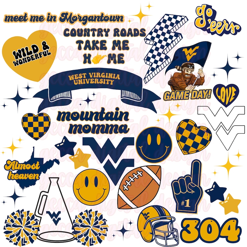 West Virginia College Collage PNG, WVU Png, West Virginia Mountaineers ...