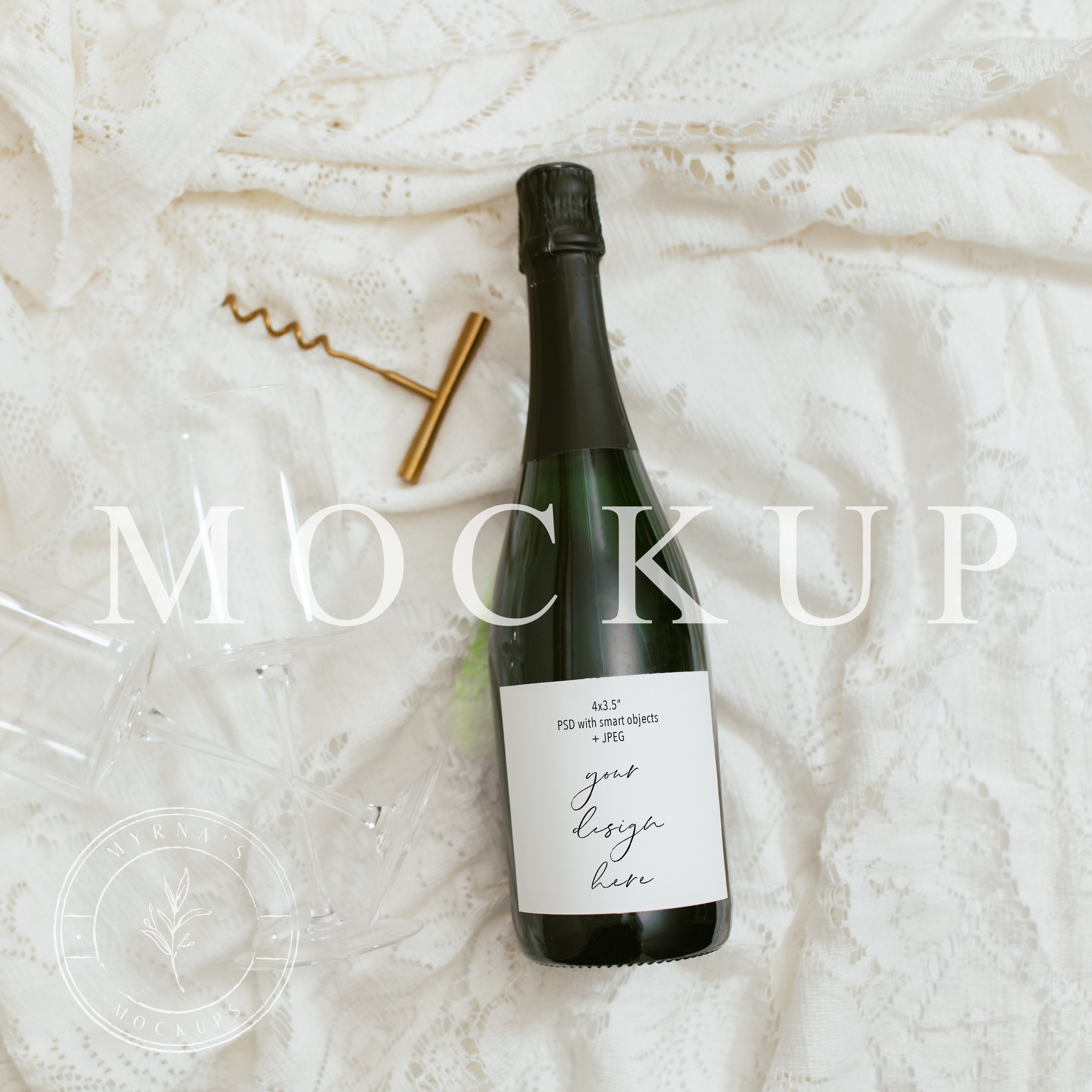 Full Size Champagne Bottle Label Mockup - Etsy
