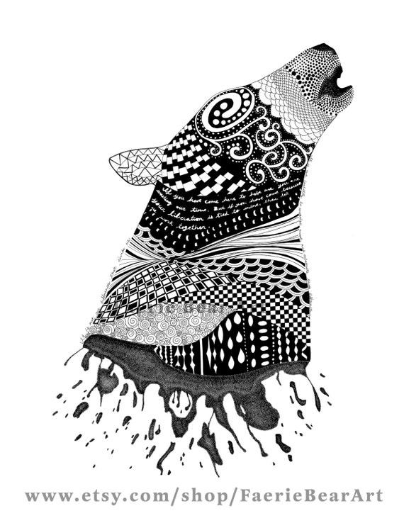 Tinte Zentangle of Howling Wolf Audre Lorde & Lilla Watson - Etsy