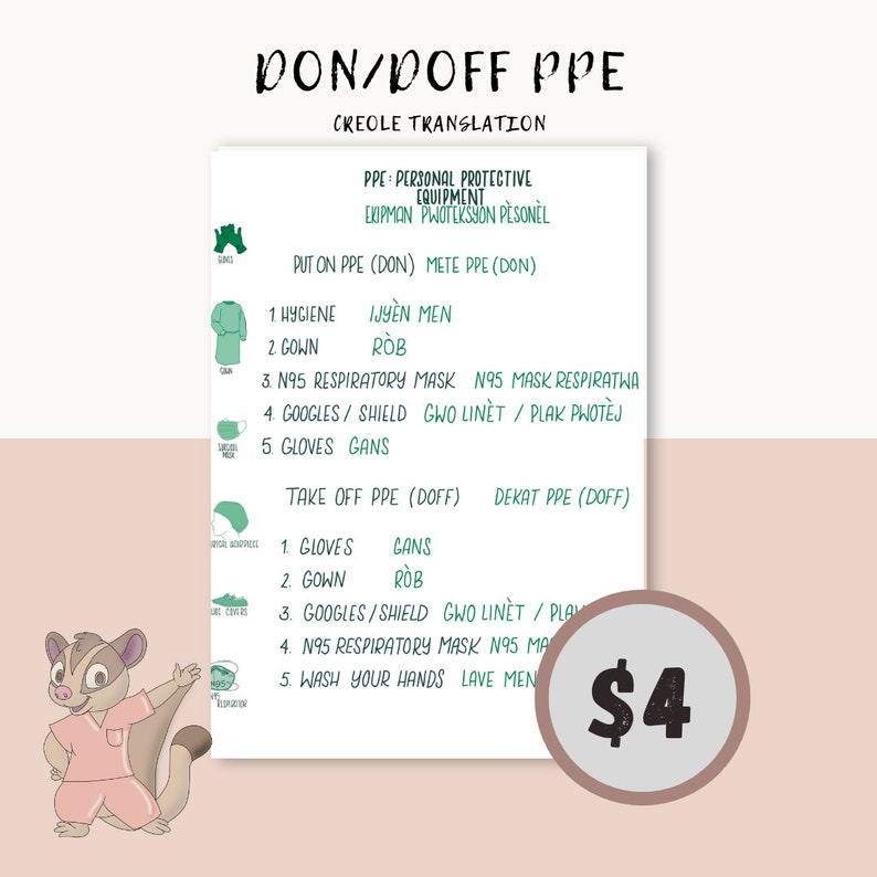 Don/doff PPE: Creole Translation - Etsy