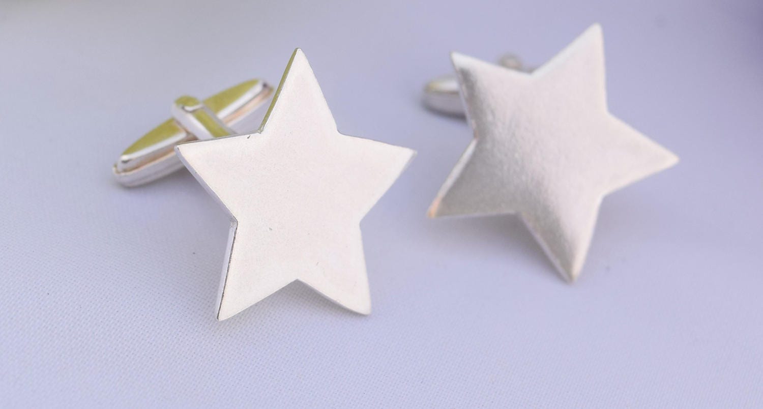Star Cufflinks Sterling Silver Cufflinks Groomsmen - Etsy UK