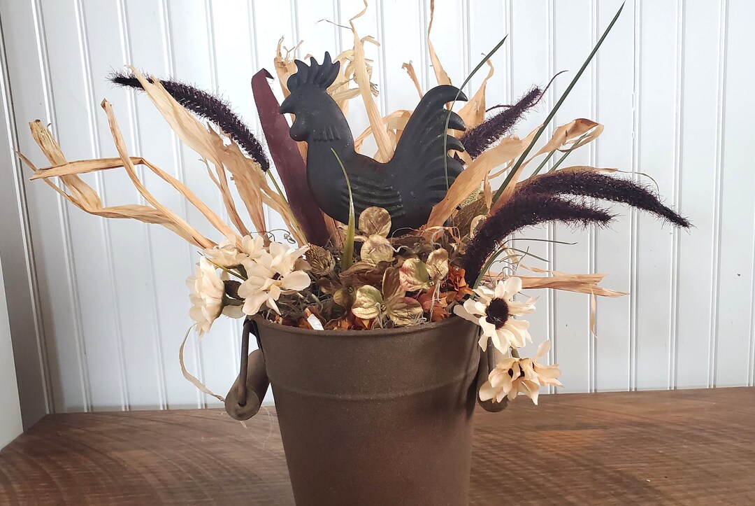 Primitive Rustic Rooster Arrangement Country Farmhouse French Country ...