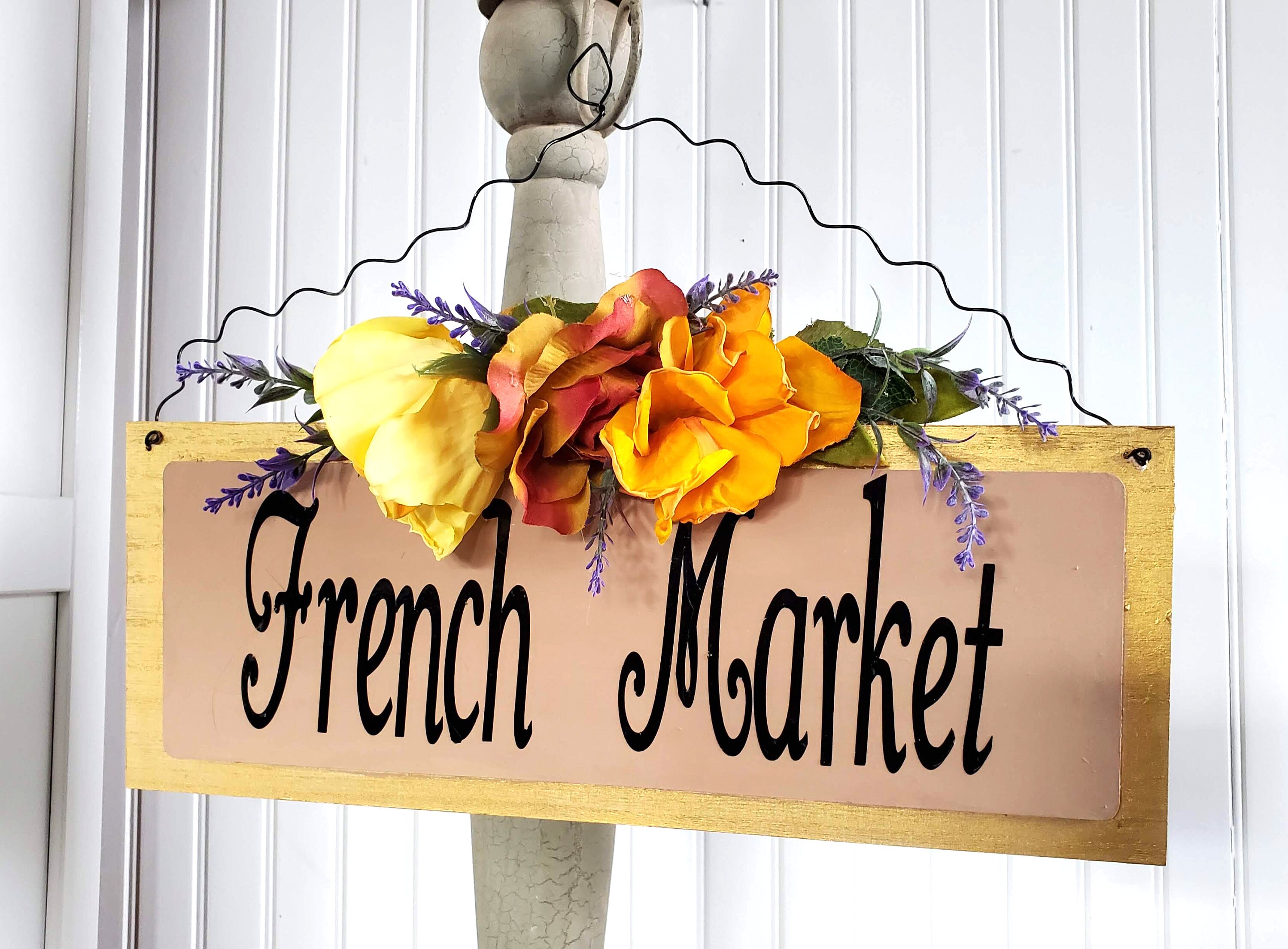 French Country French Market Wood Sign Floral Decor Lavender Yellow ...