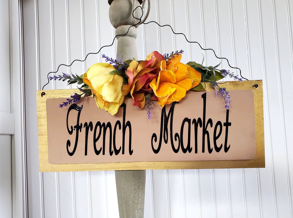 French Country French Market Wood Sign Floral Decor Lavender Yellow ...