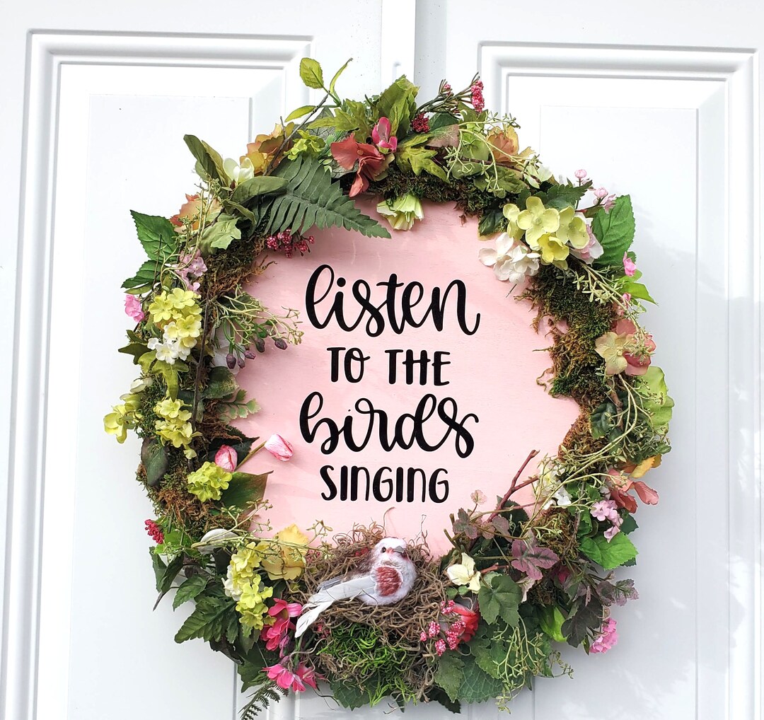 Spring Wreath Woodland Wreath Birds Nest Birds Singing Cottagecore ...