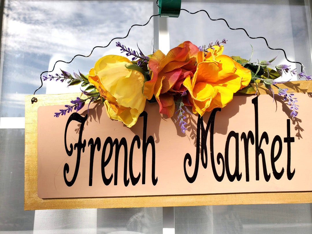 French Country French Market Wood Sign Floral Decor Lavender Yellow ...