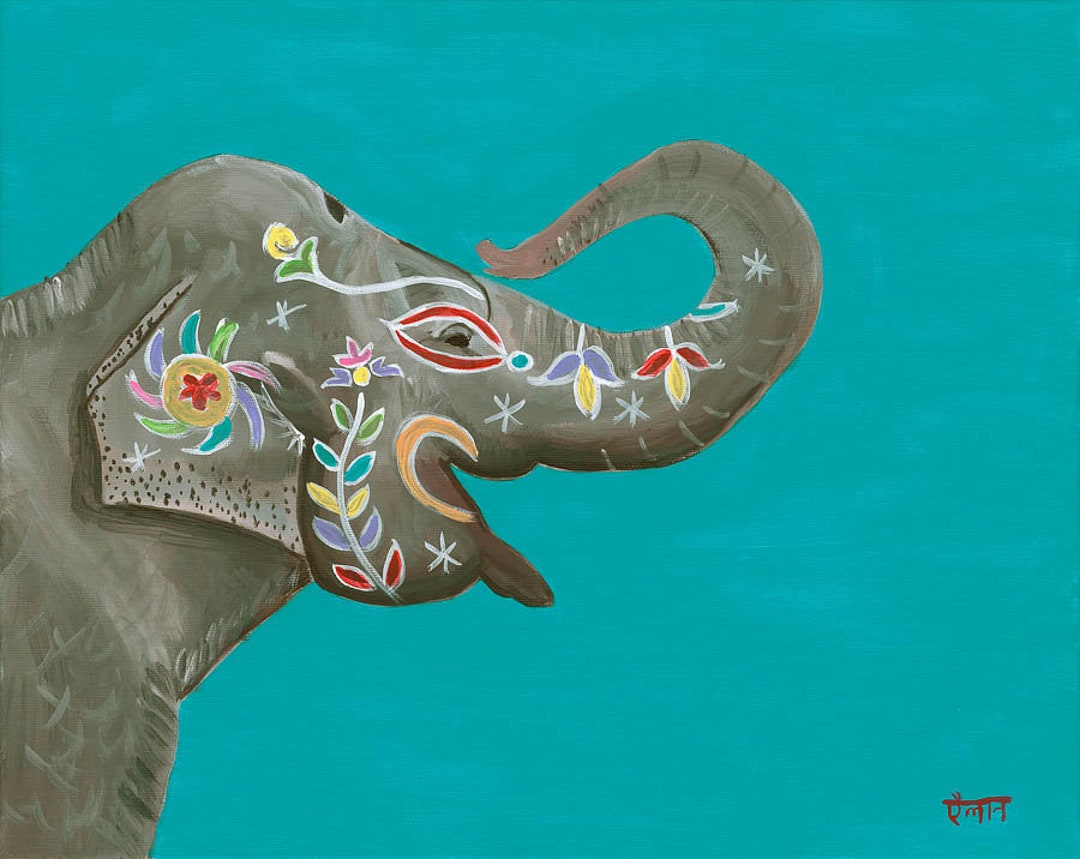 Painted Pachyderm - High-quality Poster of Elephant During Holi, Wall ...