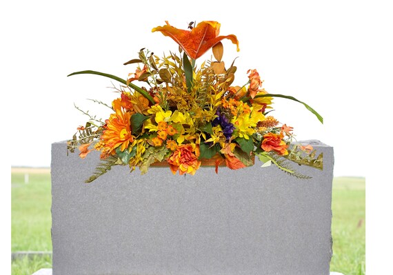 Cemetery Graveside Saddle Flower Arrangement Fall Headstone - Etsy