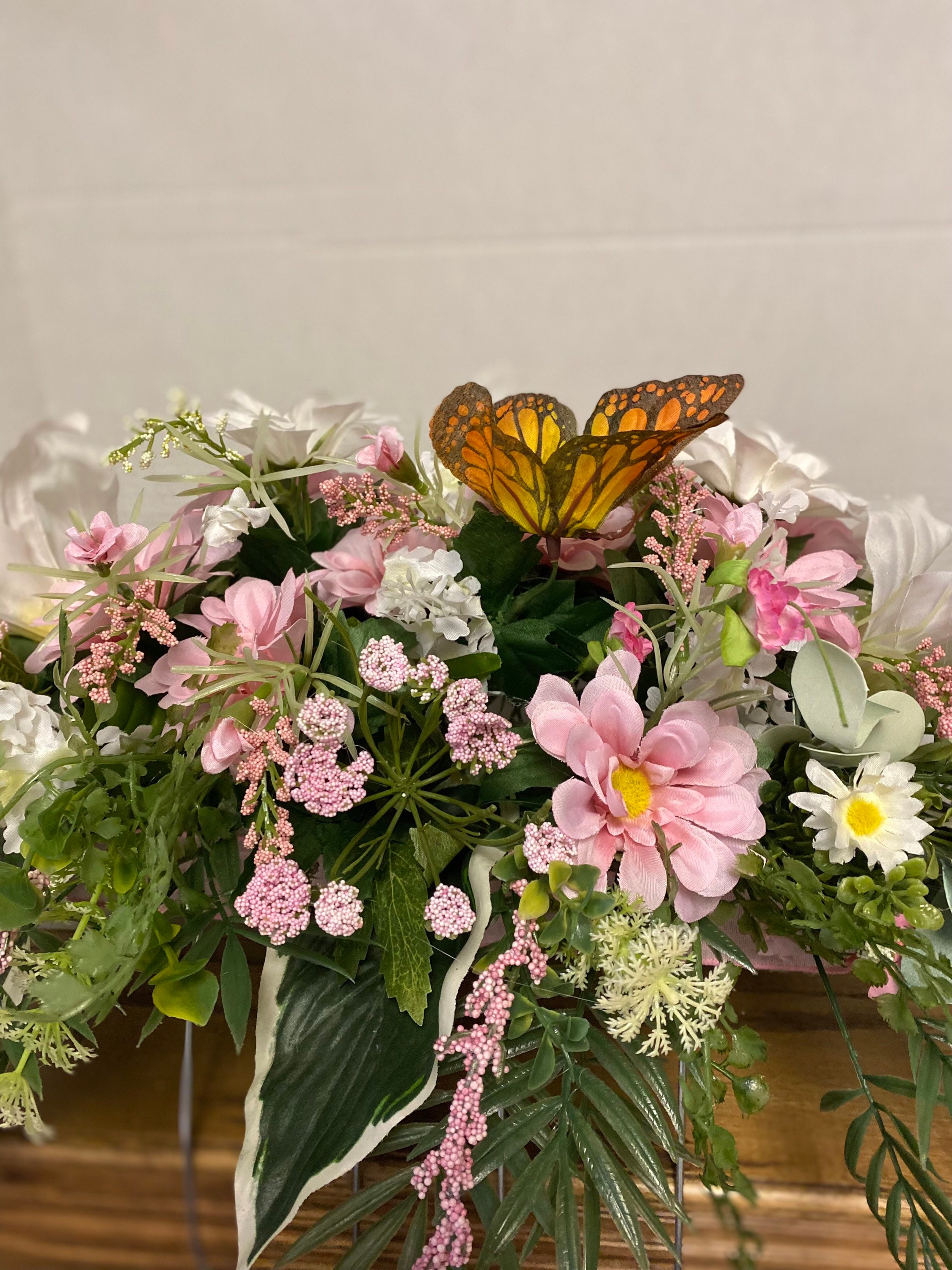 Cemetery Graveside Flower Arrangement, Headstone Memorial Arrangement ...