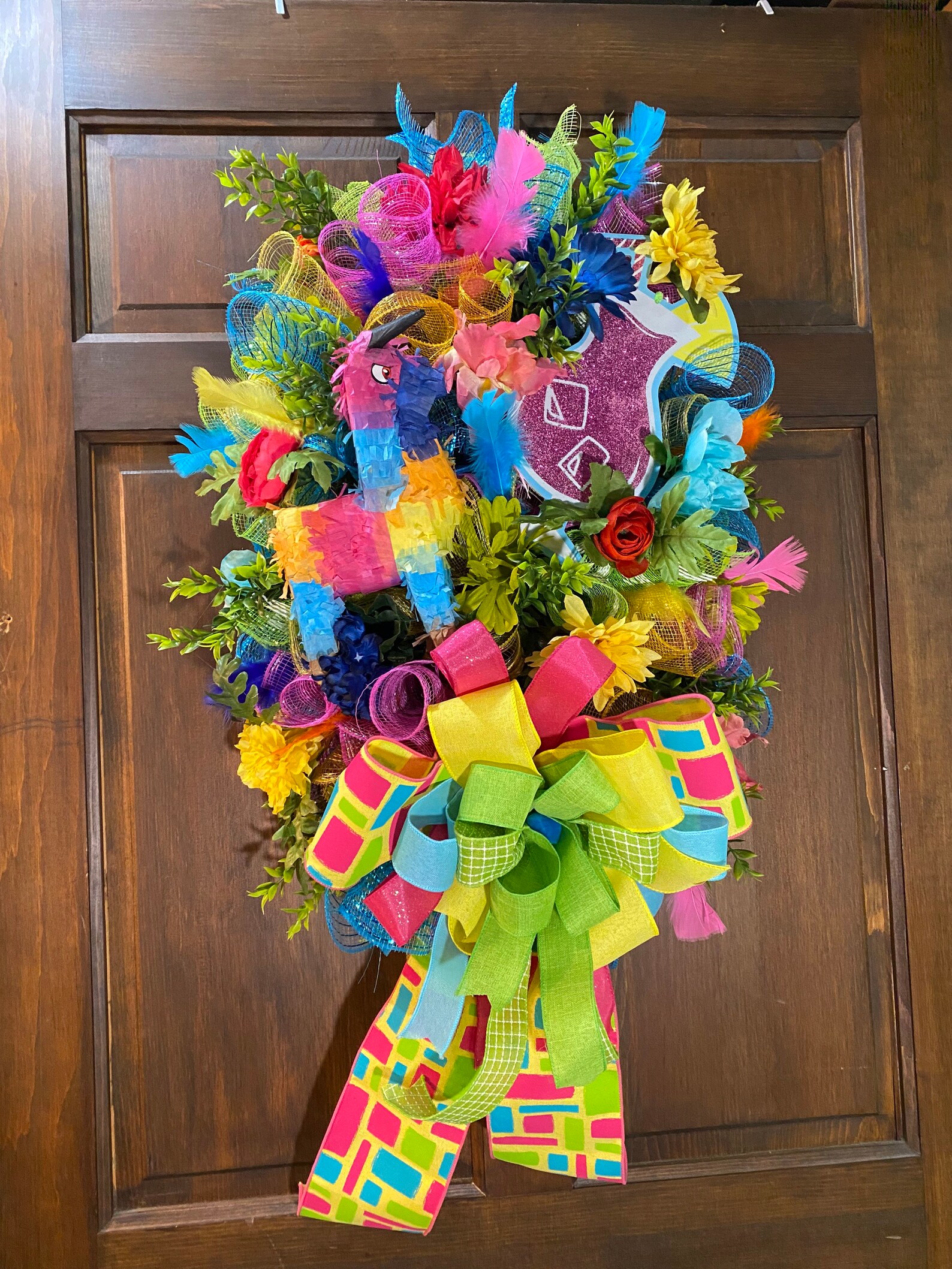 Fiesta Cinco De Mayo Floral Front Door Swag Fiesta Party - Etsy