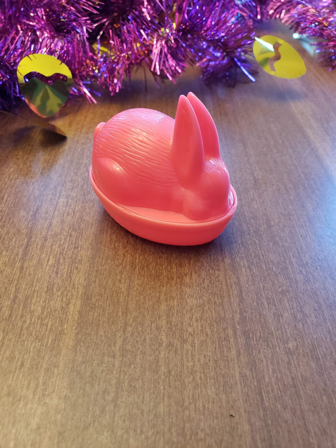 Easter 1960's Dark Pink Plastic Nestled Bunny Candy Holder, 2.5 Inches ...