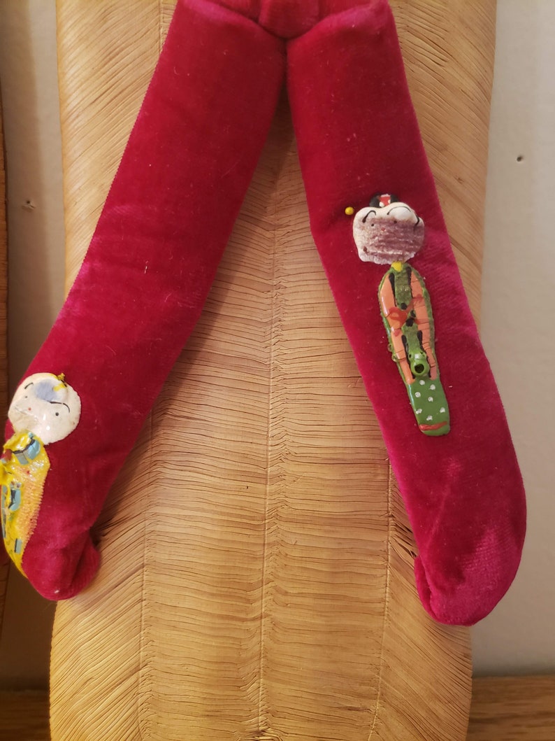 Geisha Sandals Shoes, Bamboo With Red Velvet Straps and Images of ...