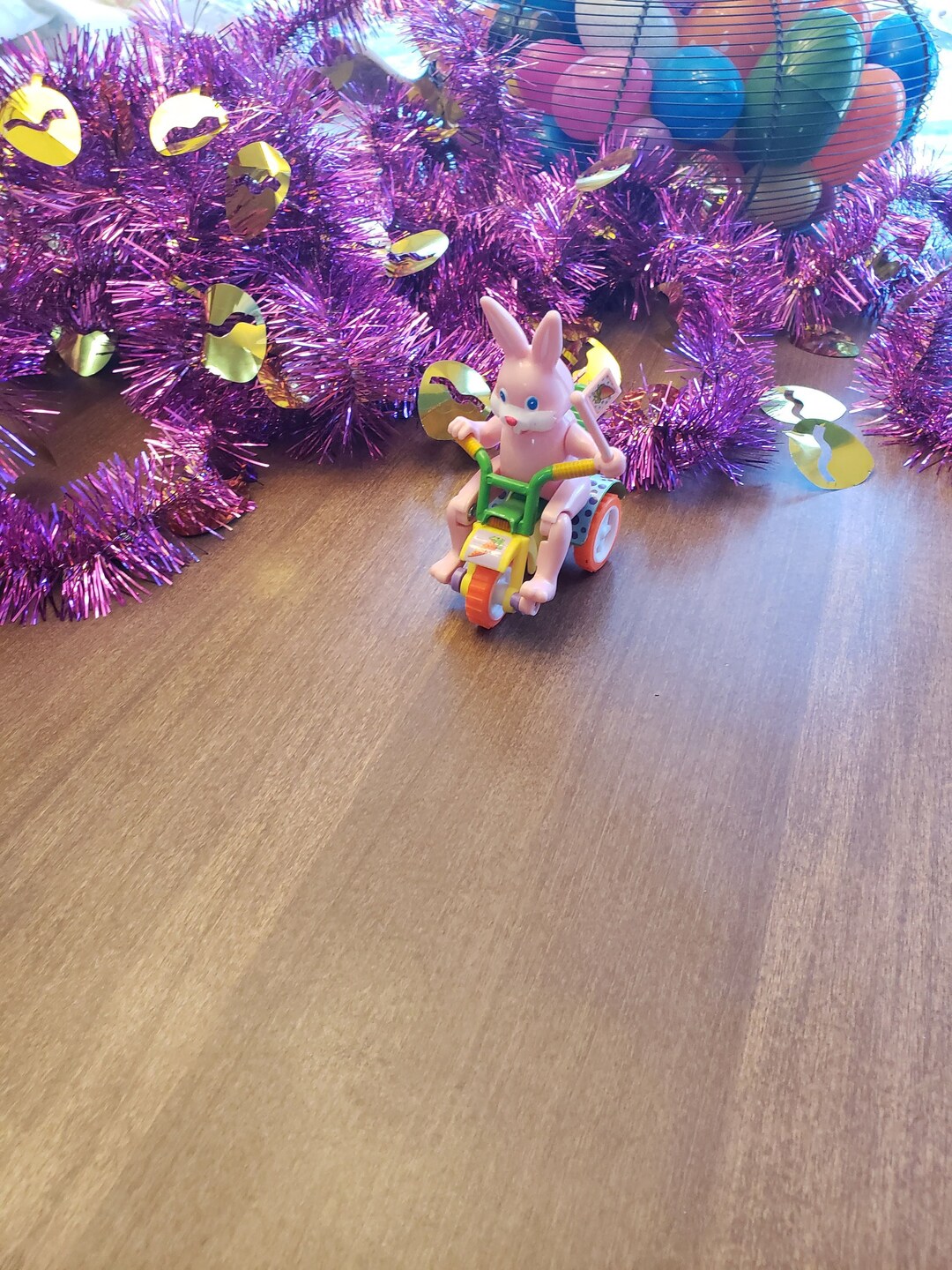 Easter 1980's Pull-back and Push Forward Bunny on 3-wheeler, Waving ...