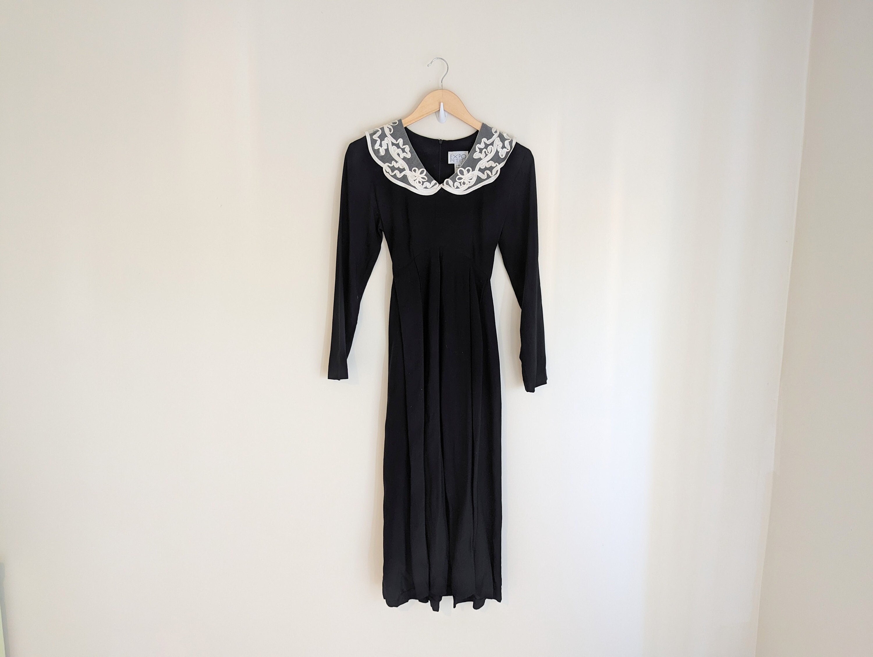 Vintage 80s Dark Academia Goth Nun Dress - Modest Schoolgirl Maxi Dress ...