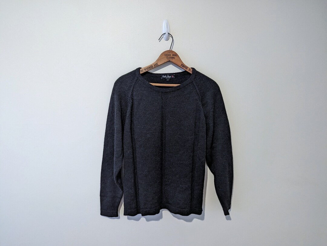 Vintage Minimalist Gray Wool Sweater - Minimal Crewneck Sweater - Etsy
