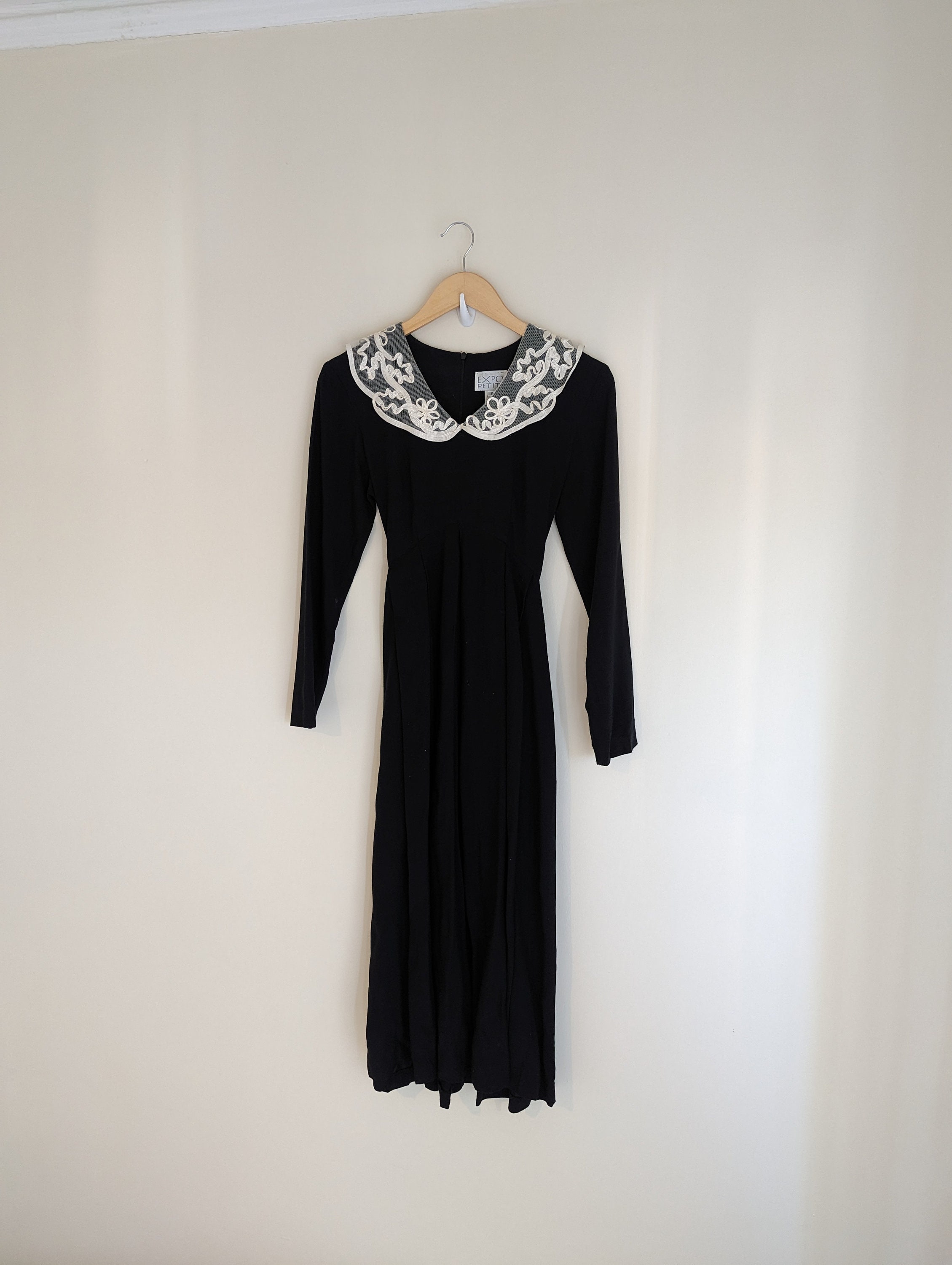 Vintage 80s Dark Academia Goth Nun Dress - Modest Schoolgirl Maxi Dress ...