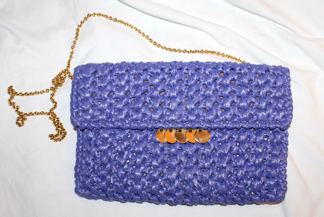Vintage 60s 70s Raffia Purse by Rodo Light Purple With Gold Tone Trim ...