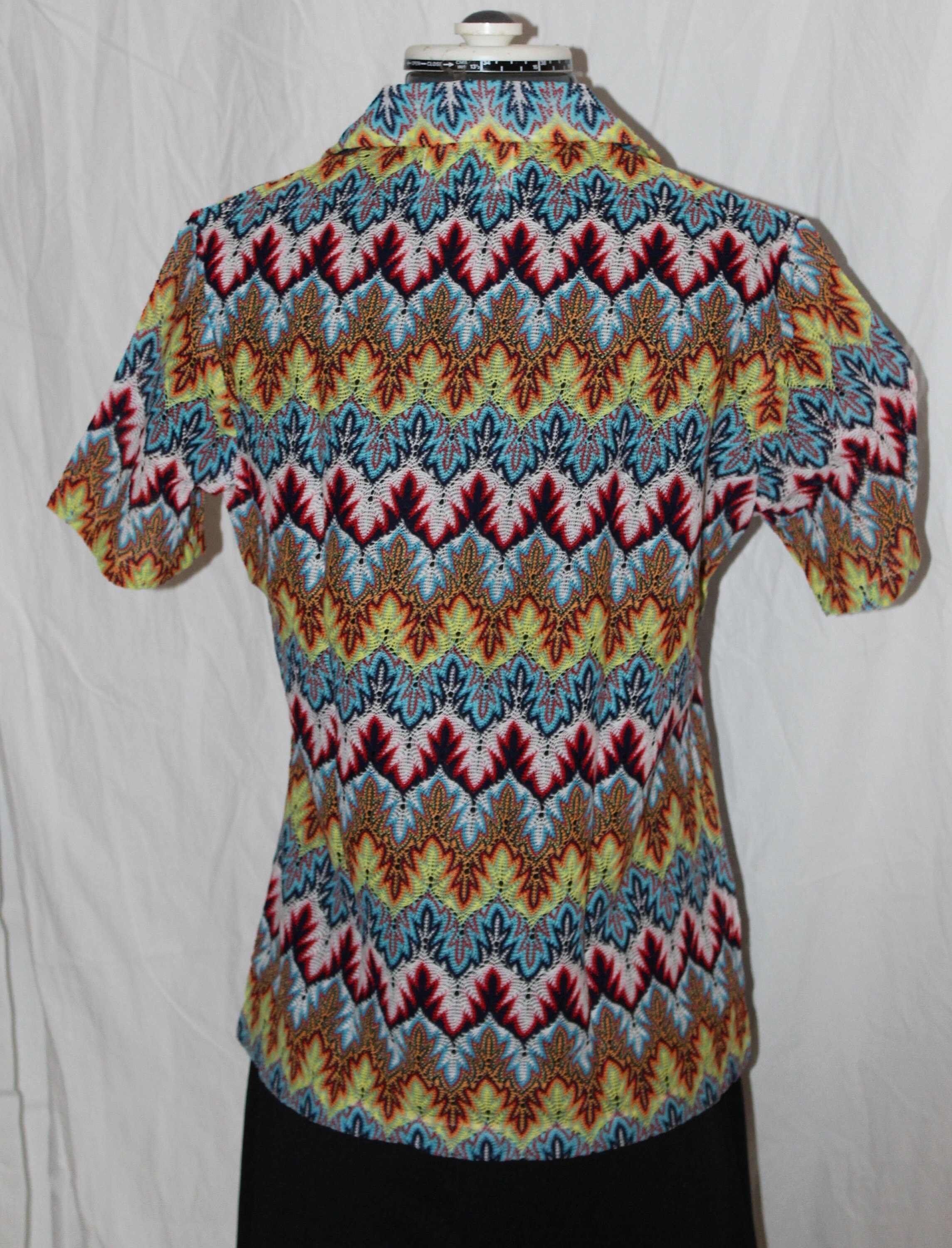 Vintage Zig Zag Top Sheer Flame Stitch Missoni Look, Light and Deep ...